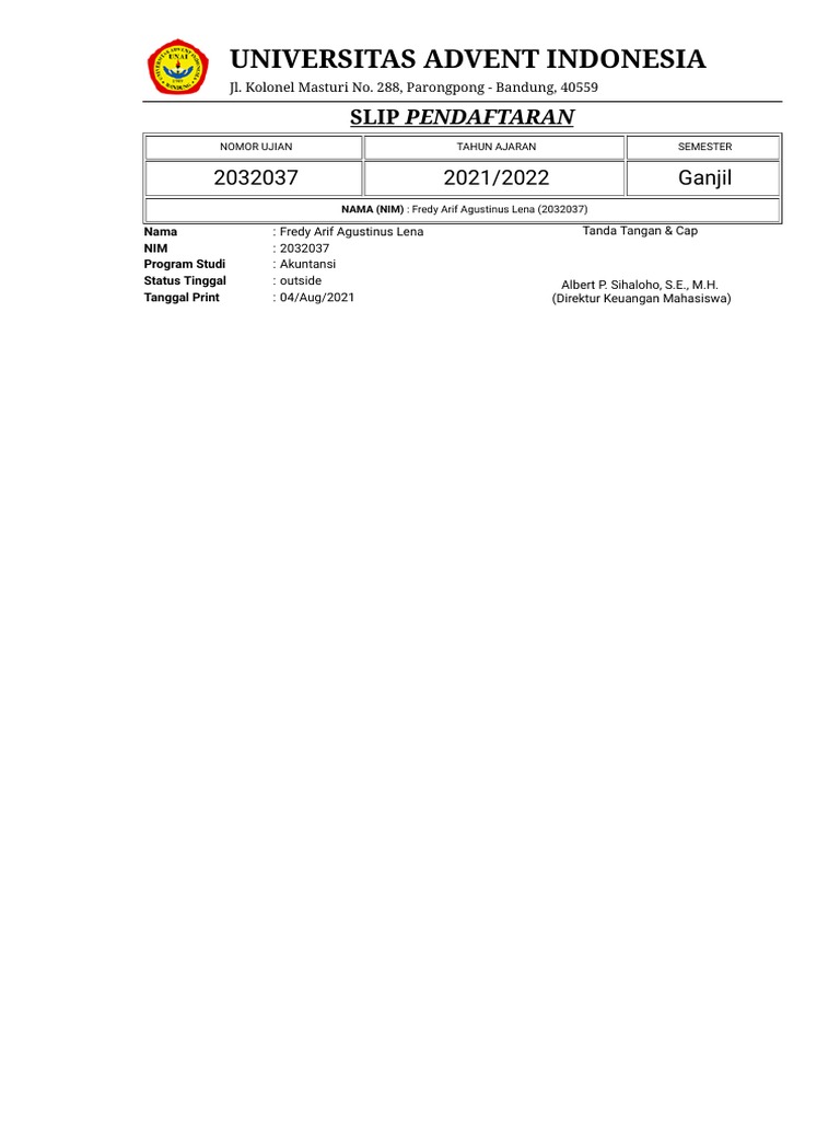 UNAI ONLINE SYSTEM - Formulir Persetujuan Clearance Slip | PDF