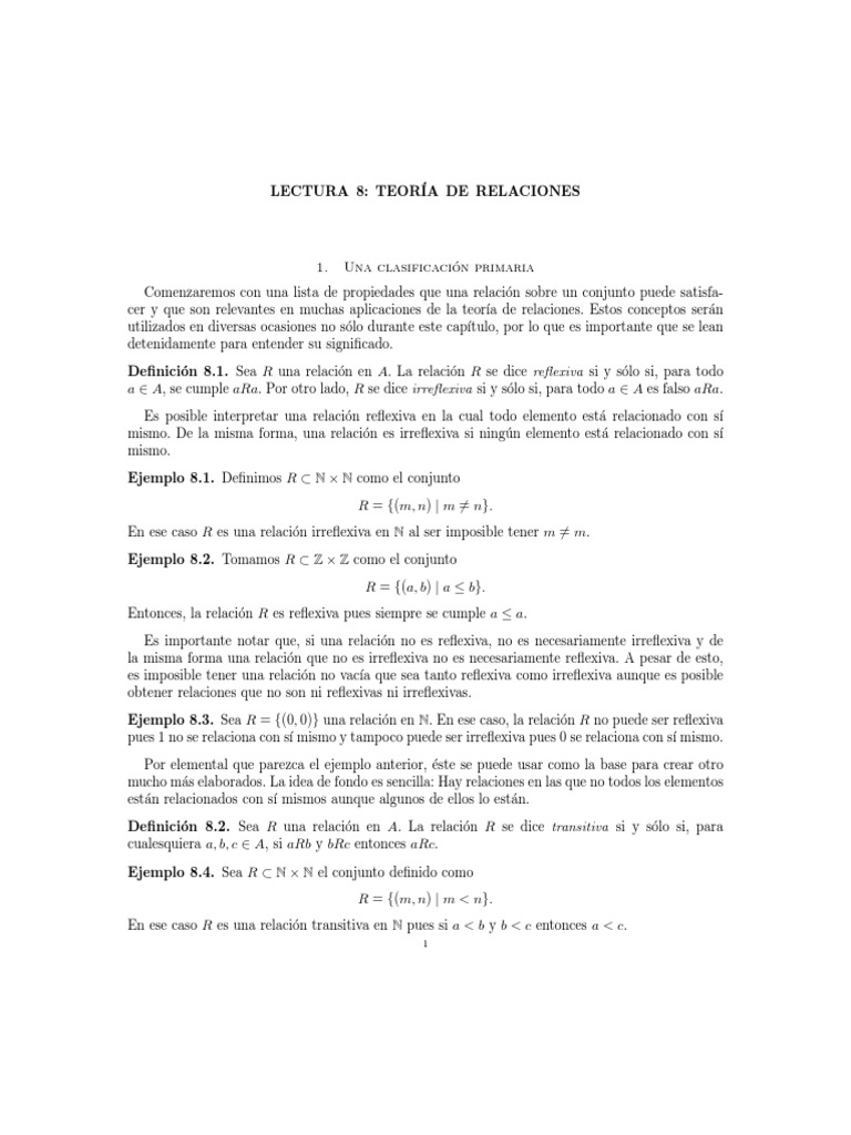Teoría de Relaciones en Álgebra Superior | PDF | Función (Matemáticas ...