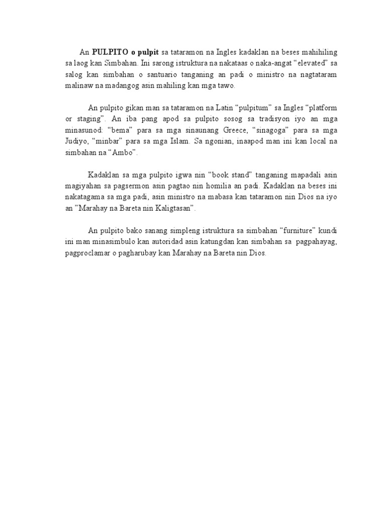 Meaning of Pulpito | PDF