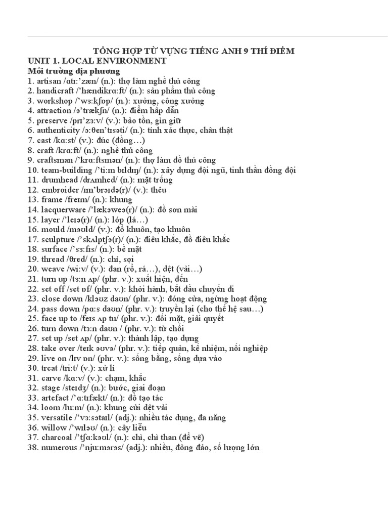 (123doc) - Tong-Hop-Tu-Vung-Tieng-Anh-9-Thi-Diem | PDF