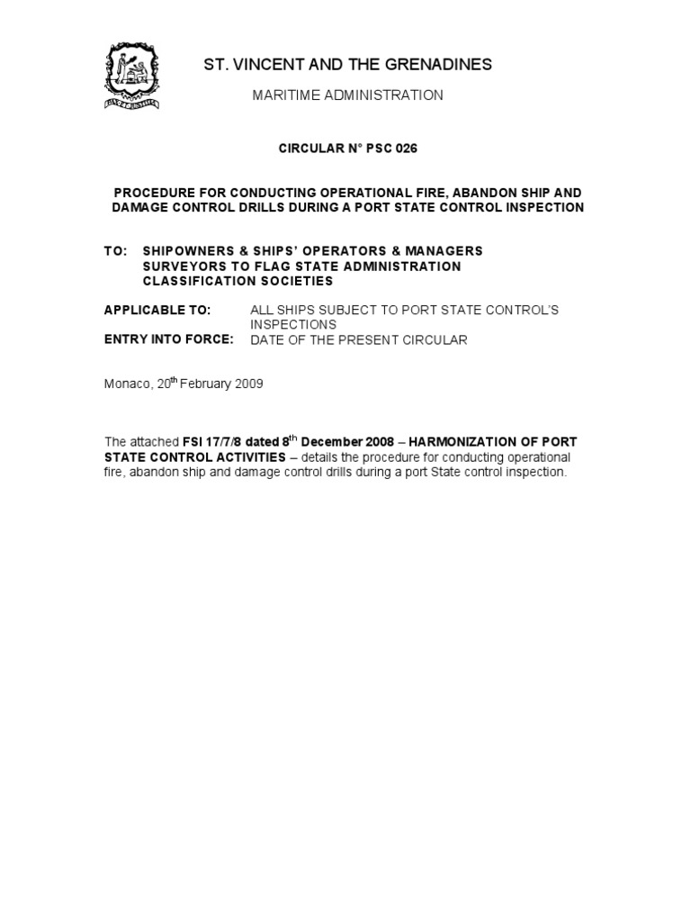 PSC 026 Procedure For Conducting Operational Fire, Abandon Ship and ...