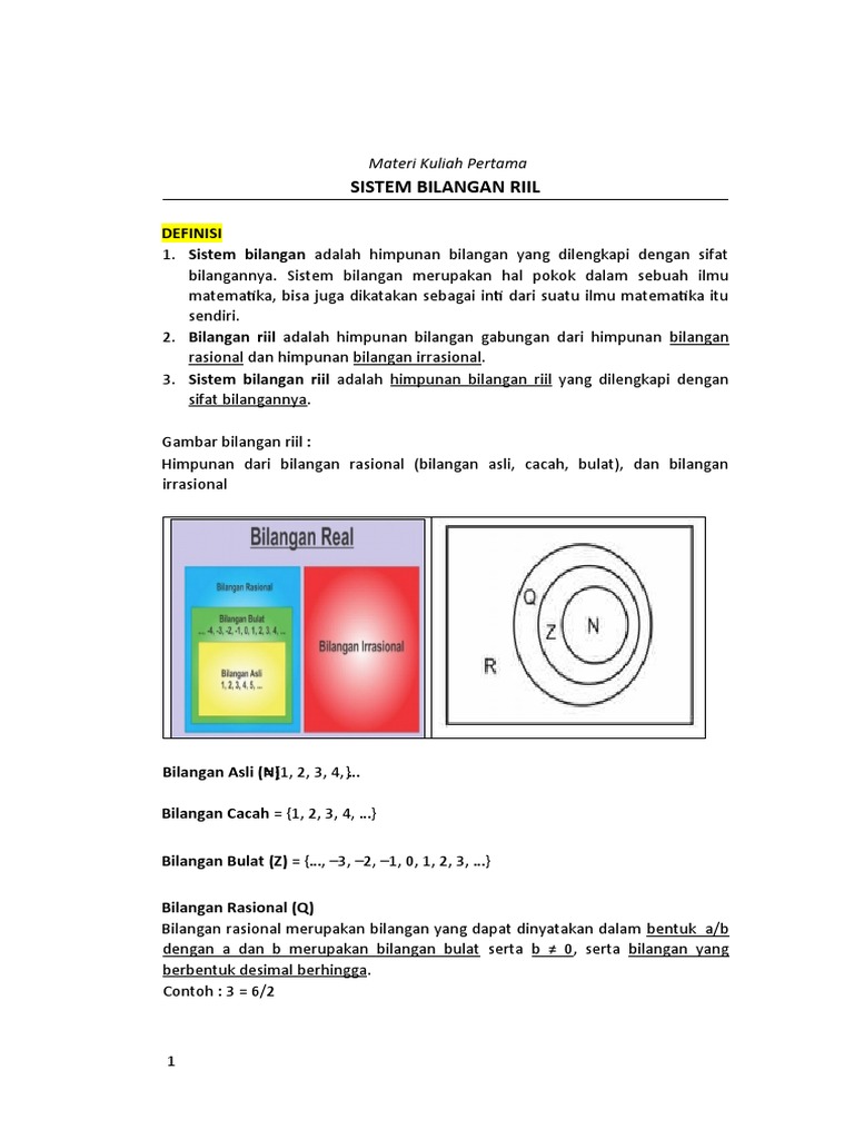 Sistem Bilangan Riil: Dasar Matematika | PDF
