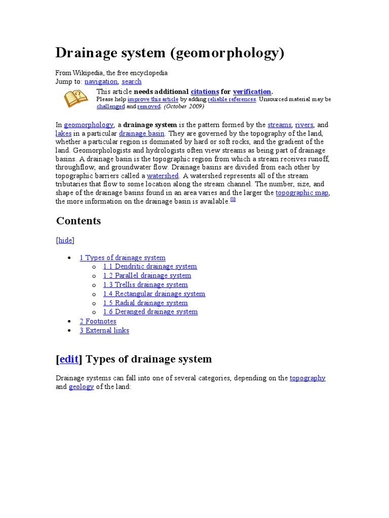 Drainage System (Geomorphology) : From Wikipedia, The Free Encyclopedia ...