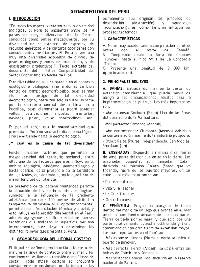 Geomorfologia Del Peru | PDF