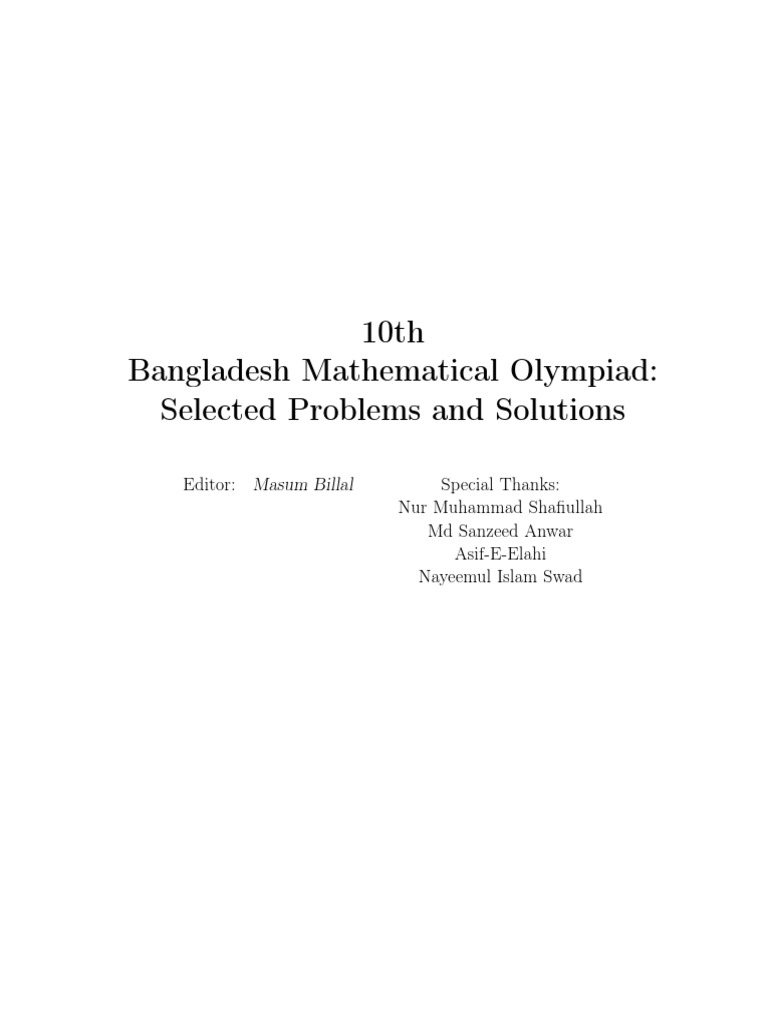 10th 2015 Bdmo Selected Problems and Solutions - Masum Billal | PDF | Area | Mathematics