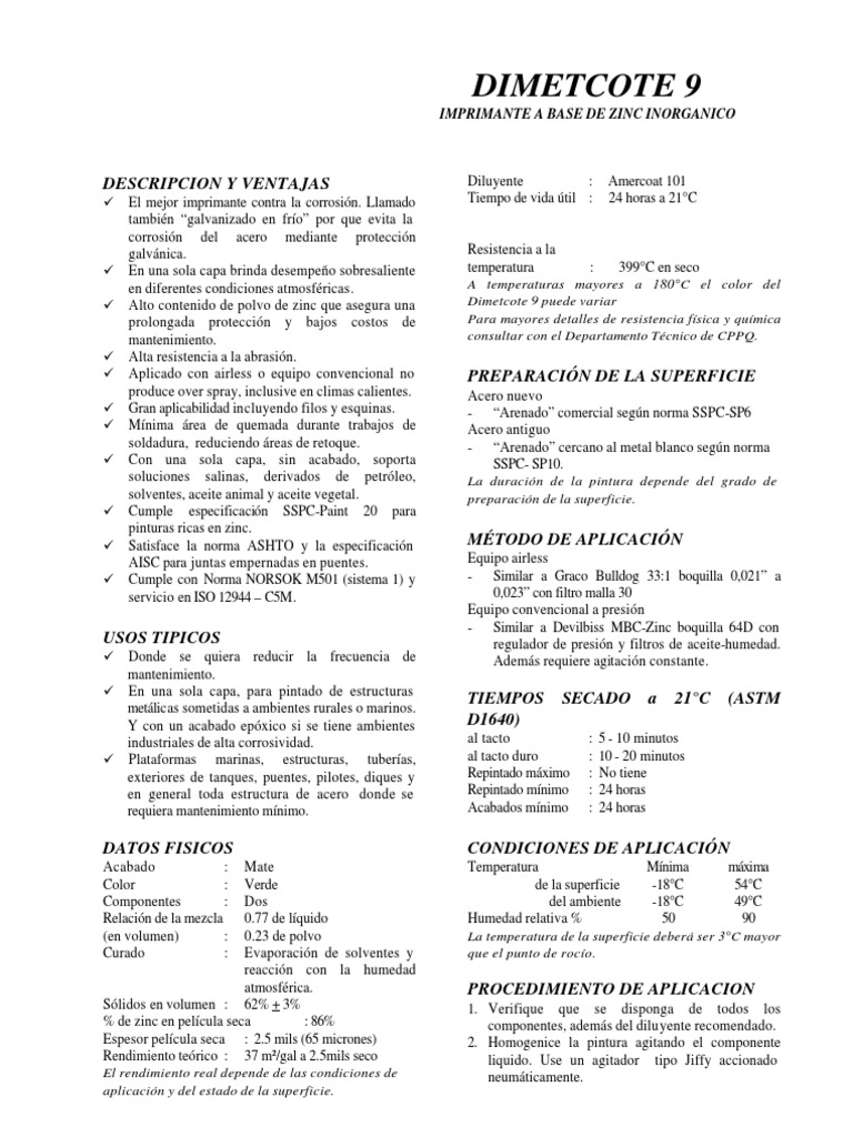 Dimetcote 9 | PDF | Pintar | Zinc