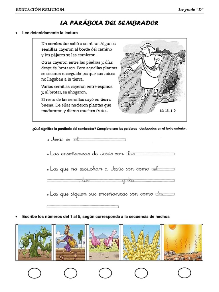 La Parábola Del Sembrador - Religión | PDF