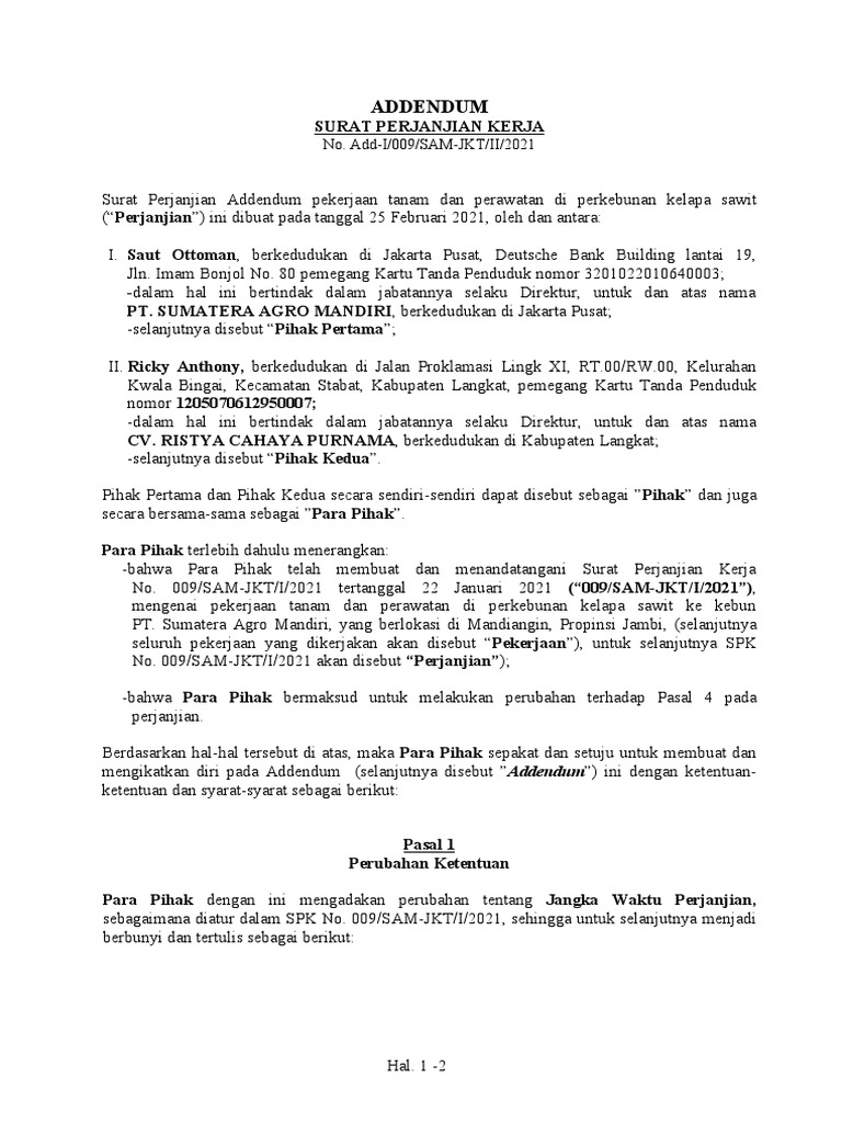 Addendum I SPK | PDF