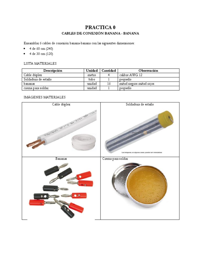 Cables Banana: Guía de Ensamblaje y Materiales | PDF