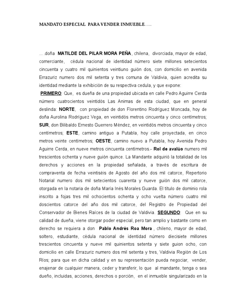 Mandato Venta de Inmueble | PDF | Ley común