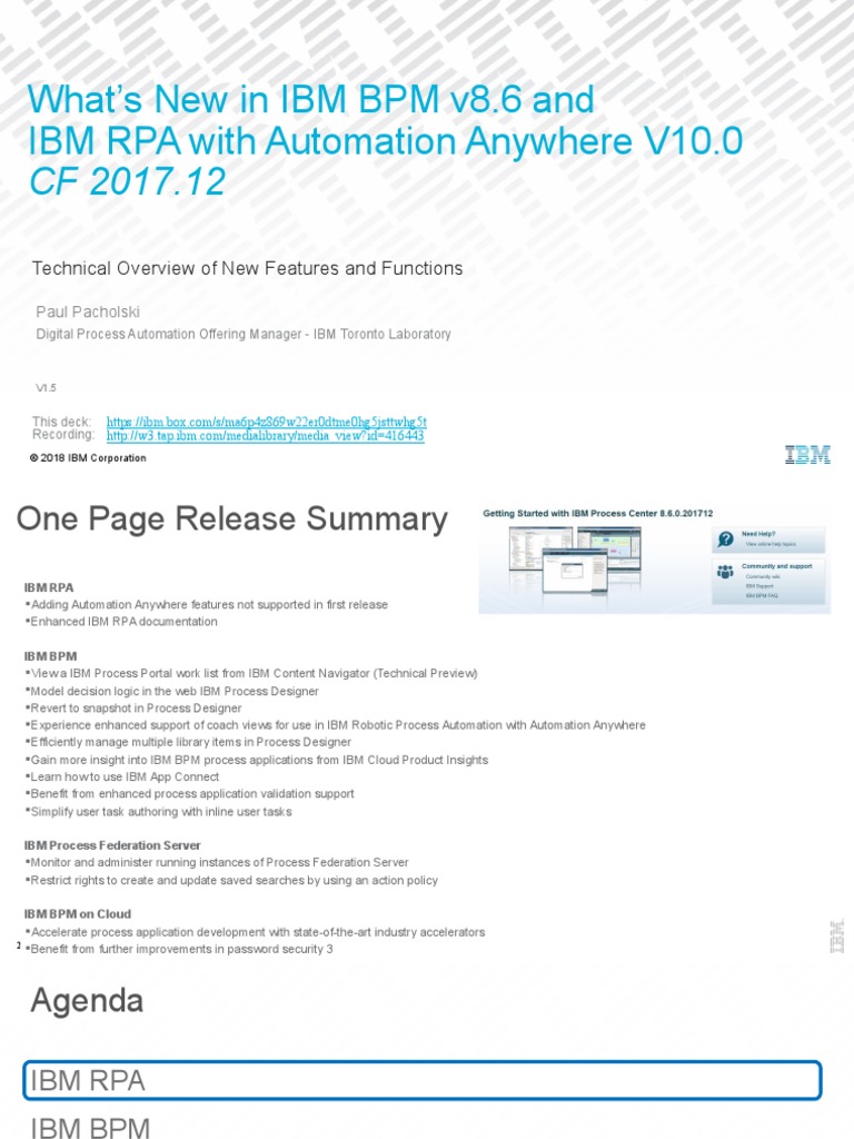 What's New in IBM BPM 8.6 CF 2017.12 (Paul Pacholski) | PDF | Business ...
