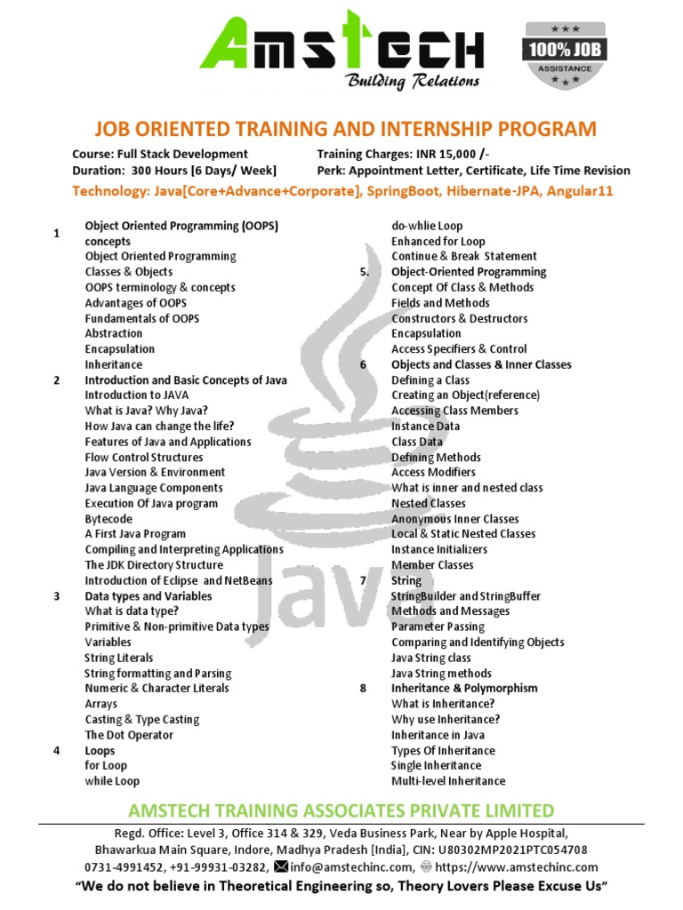 100% Job Oriented Full Stack Development Internship | PDF | Spring ...