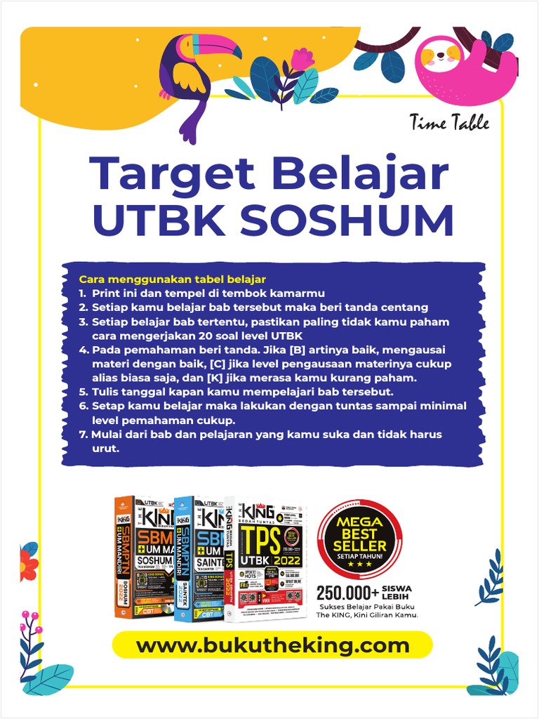 Tabel Target Materi Belajar Utbk Soshum | PDF