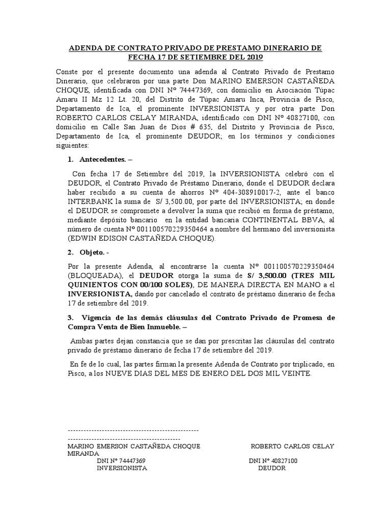 Adenda Contrato Cancelado | PDF