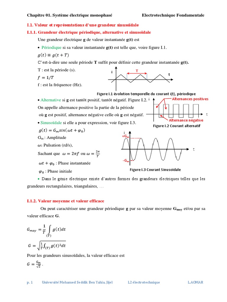 Chapitre I - Système Électrique Monophasé PDF | PDF | Puissance ...