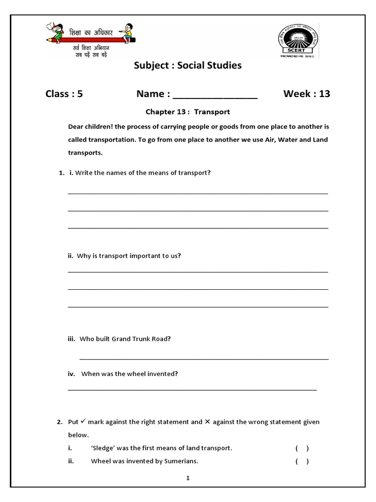 Grade 5 - SST - Week 13 - English Version | PDF