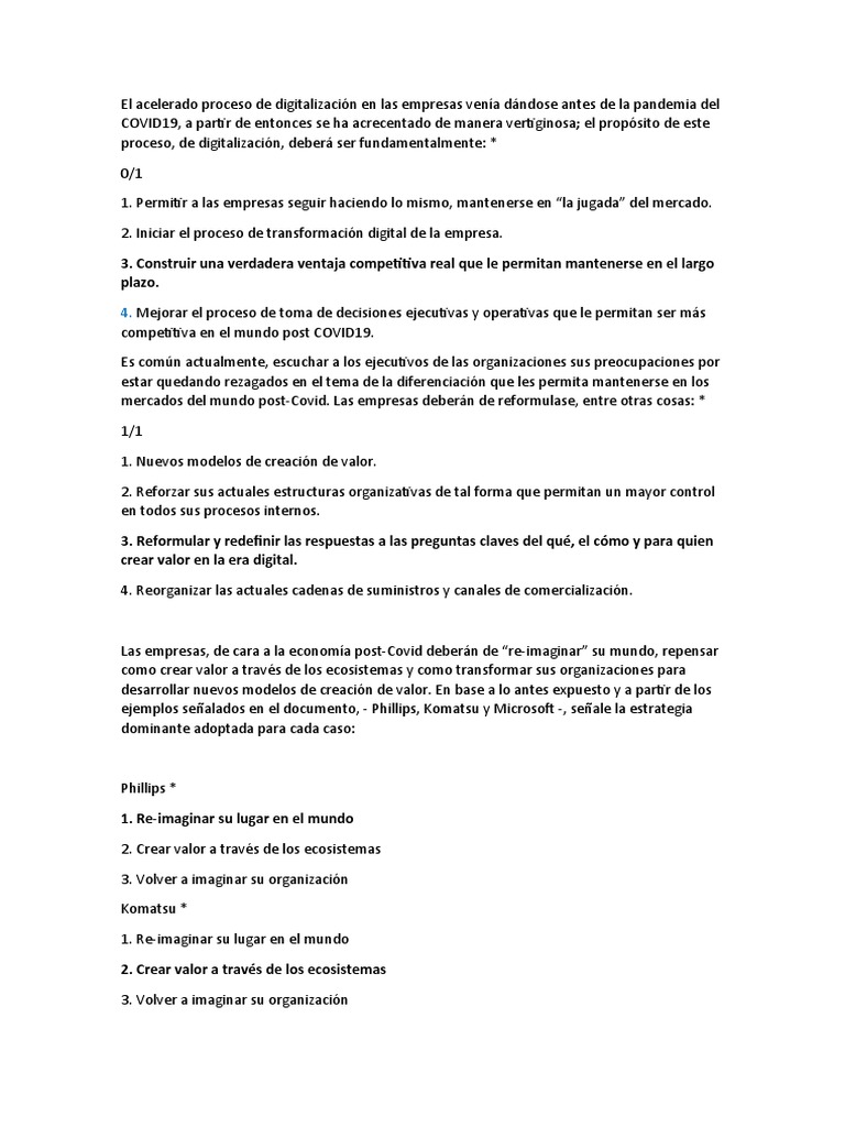 Cuestionario Curso Transformacion Digital | PDF Cuestionario Curso Transformacion Digital | PDF