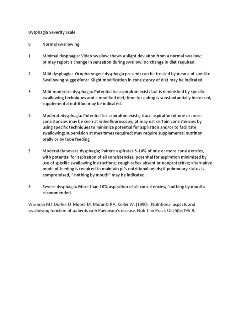 Dysphagia Severity Scale | PDF | Self-Improvement | Wellness