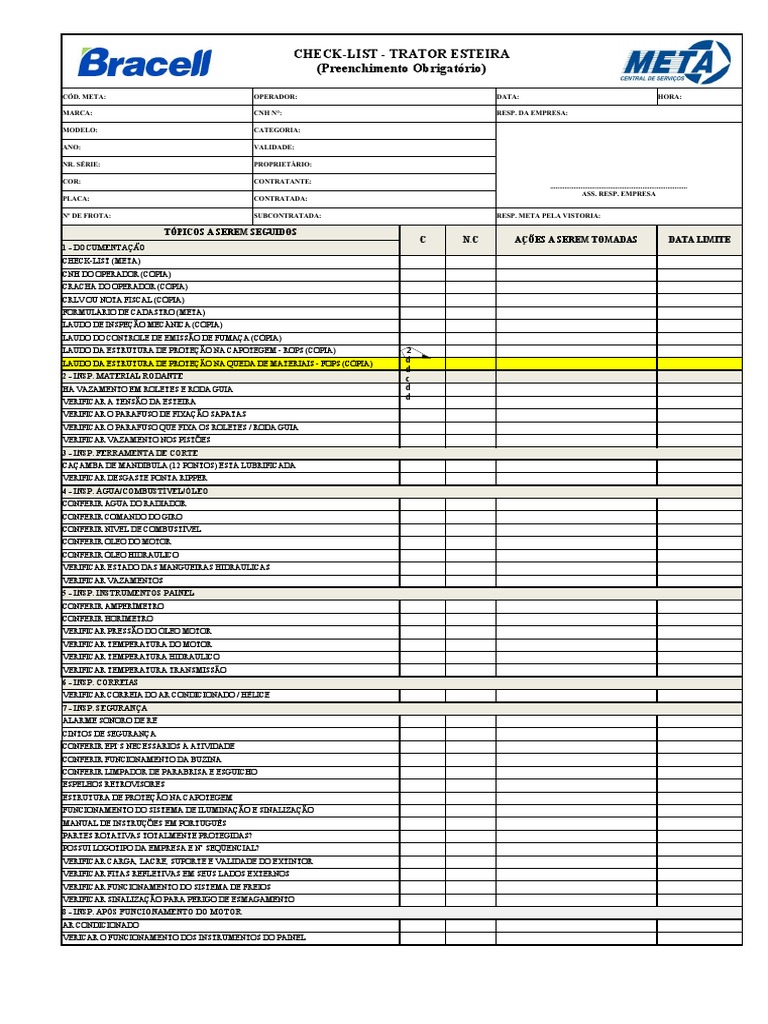 3000.g.dad.0007 - Check List - Trator Esteira - Revisão 02 - 19.08.2020 ...