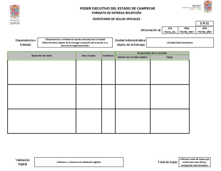 E-R31. Inventario de Sellos Oficiales | PDF