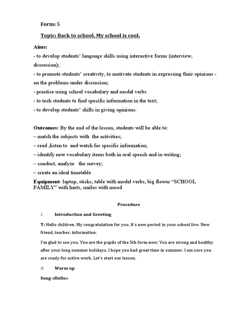 Back to School: An Interactive Lesson on Students' Ideal Schools | PDF ...