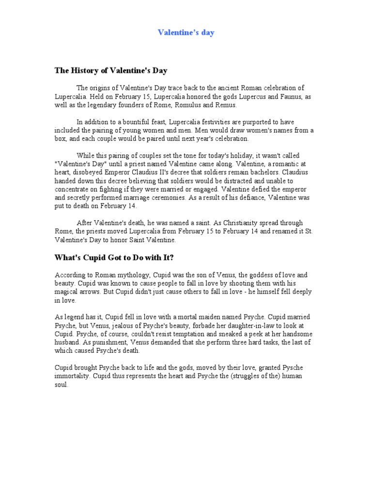The History of Valentine's Day | PDF | Valentine's Day | Cupid