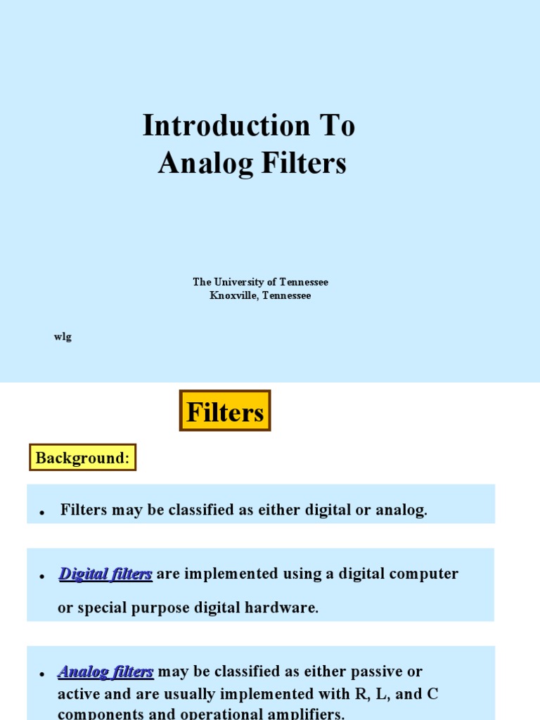Introduction to Analog Filters | PDF | Electronic Filter | Low Pass Filter