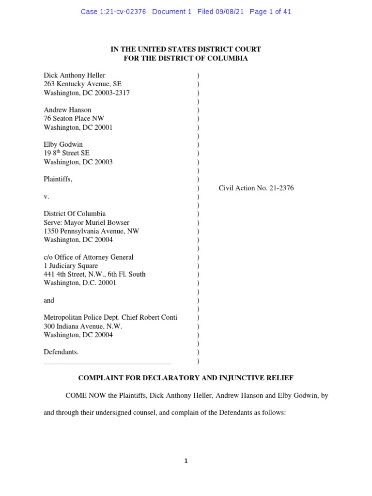 Heller Lawsuit 2 | PDF | District Of Columbia V. Heller | Second ...