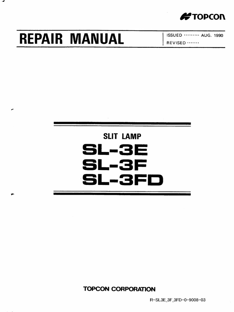 Topcon sl-3f Repair Manual | PDF