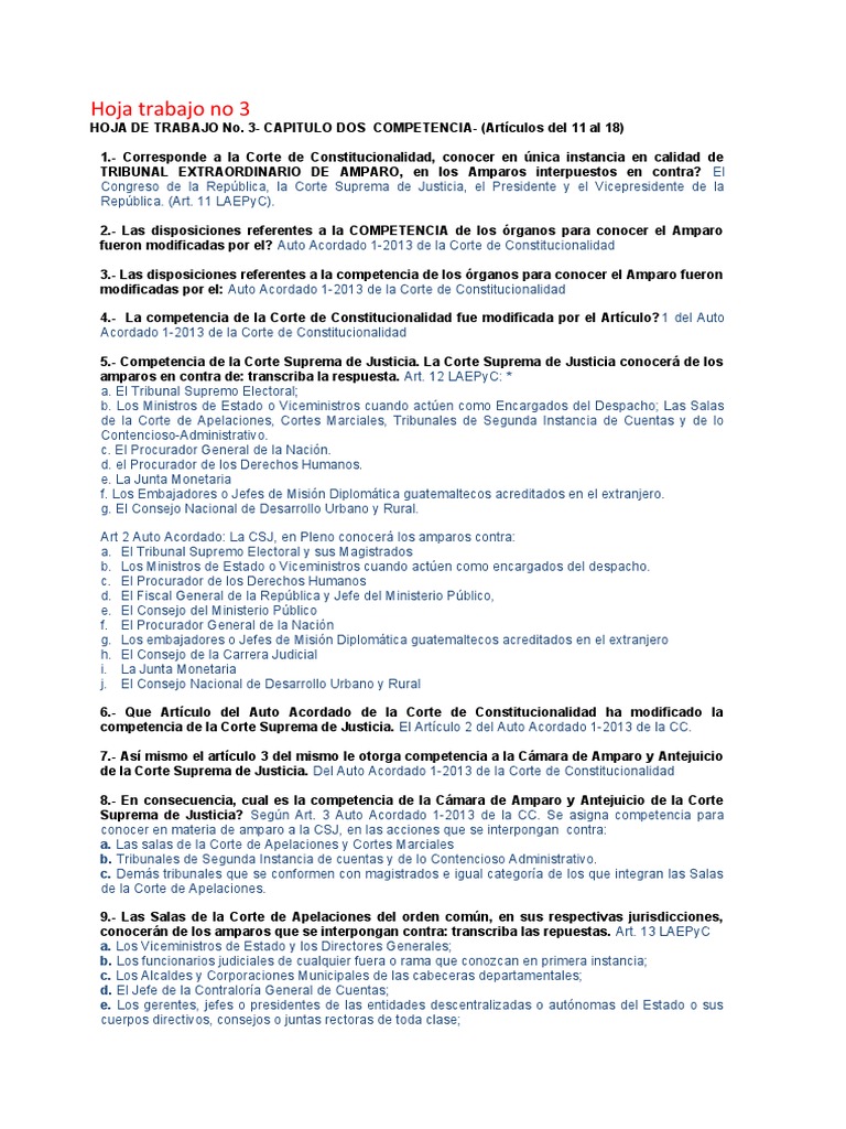 Hoja de Trabajo No 5 | PDF | Gobierno | Separación de poderes