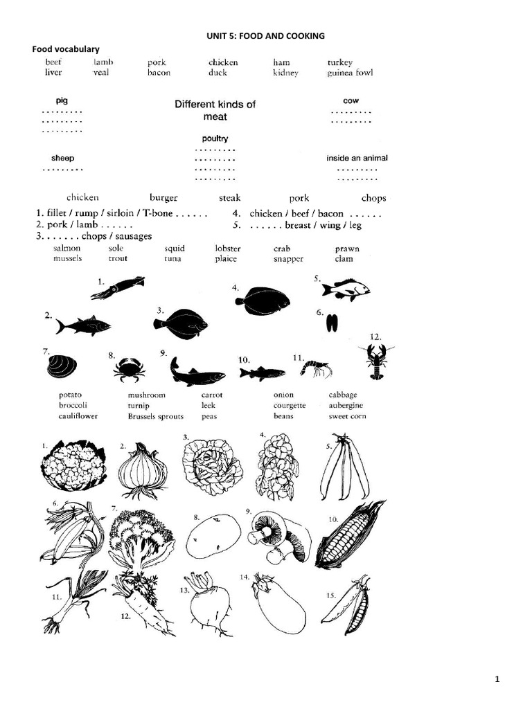 Unit 5: Food and Cooking Food Vocabulary | PDF | Pancake | Food And Drink