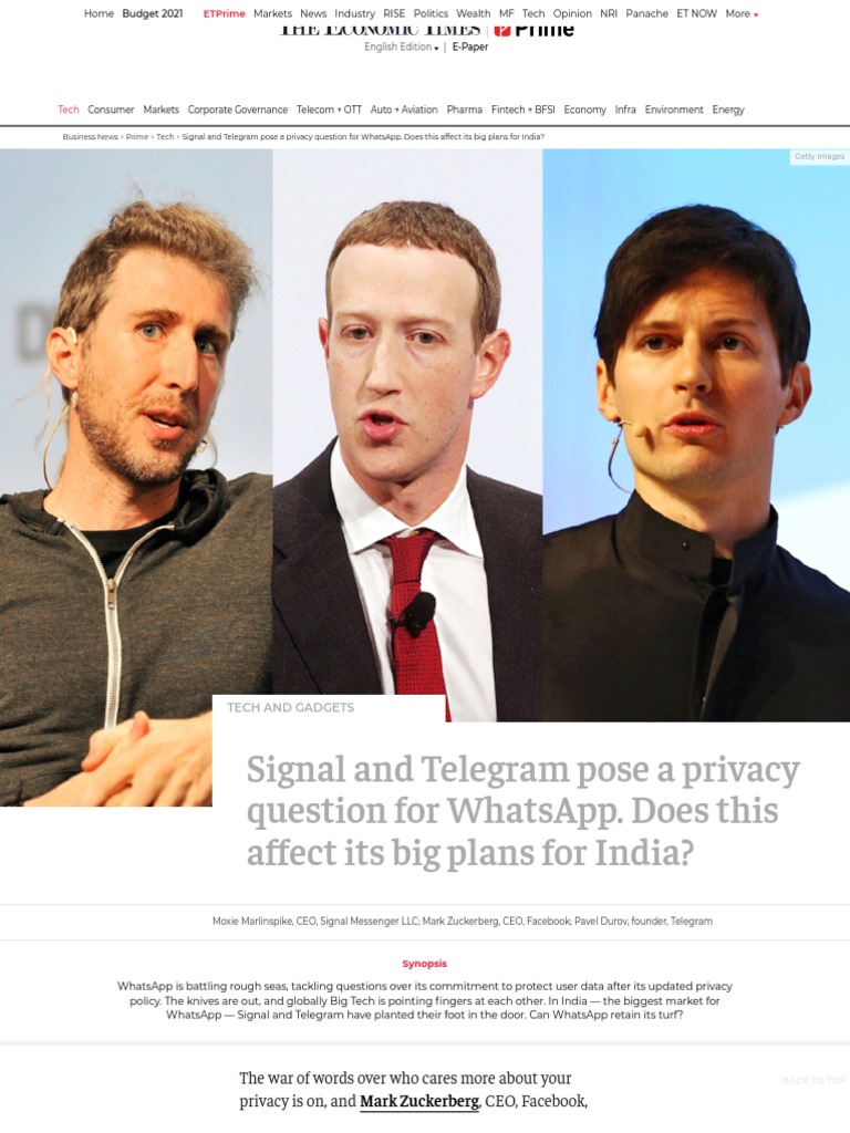 WhatsApp Vs Signal Vs Telegram | PDF | Facebook | We Chat