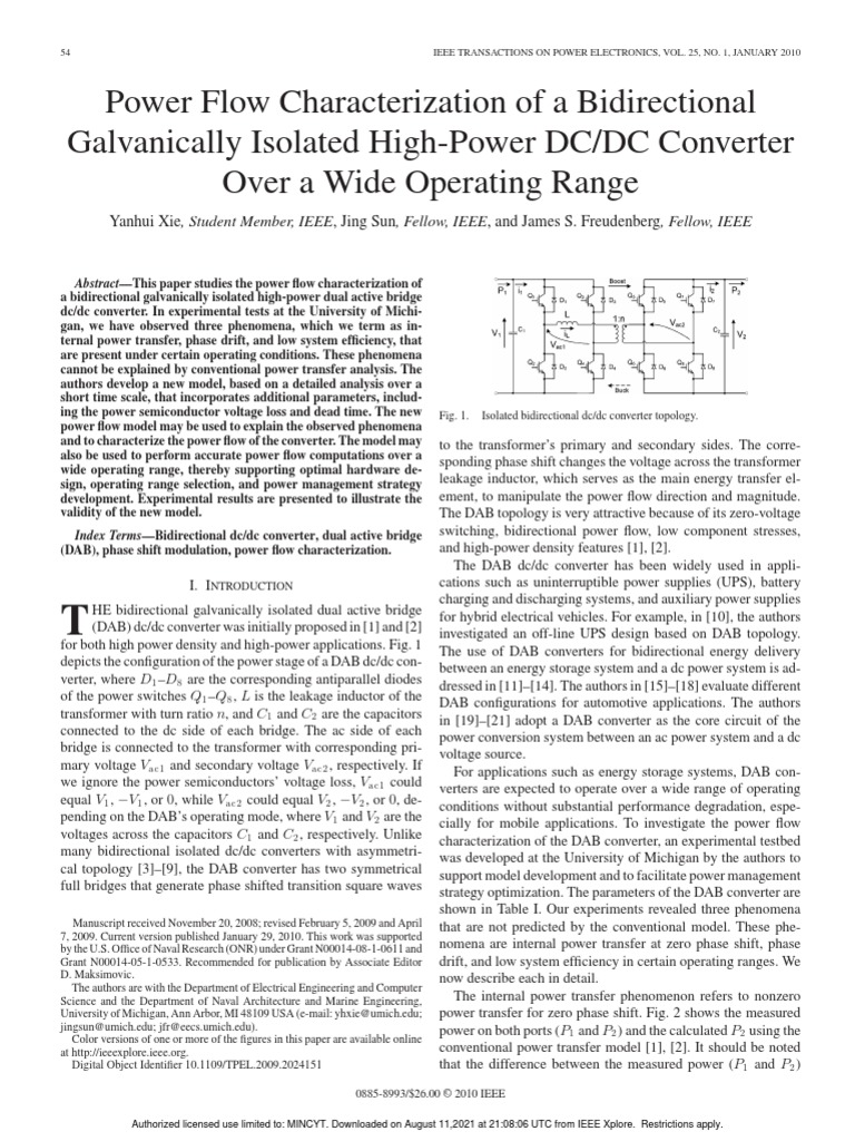 Power Flow Characterization of A Bidirectional Galvanically Isolated ...