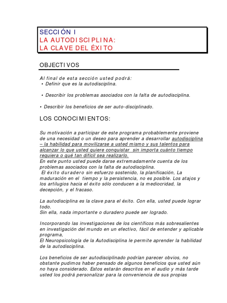 Autodisciplina: Clave del Éxito Infantil | PDF | Aprendizaje | Las ...