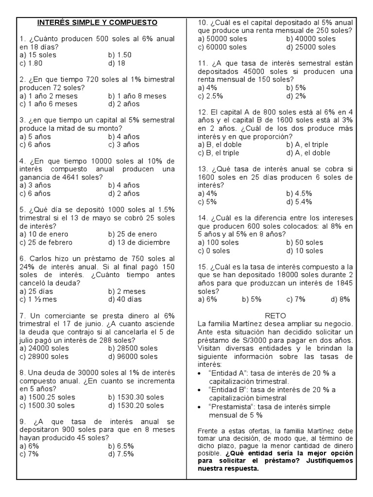 Interes Simple y Compuesto | PDF | Economias