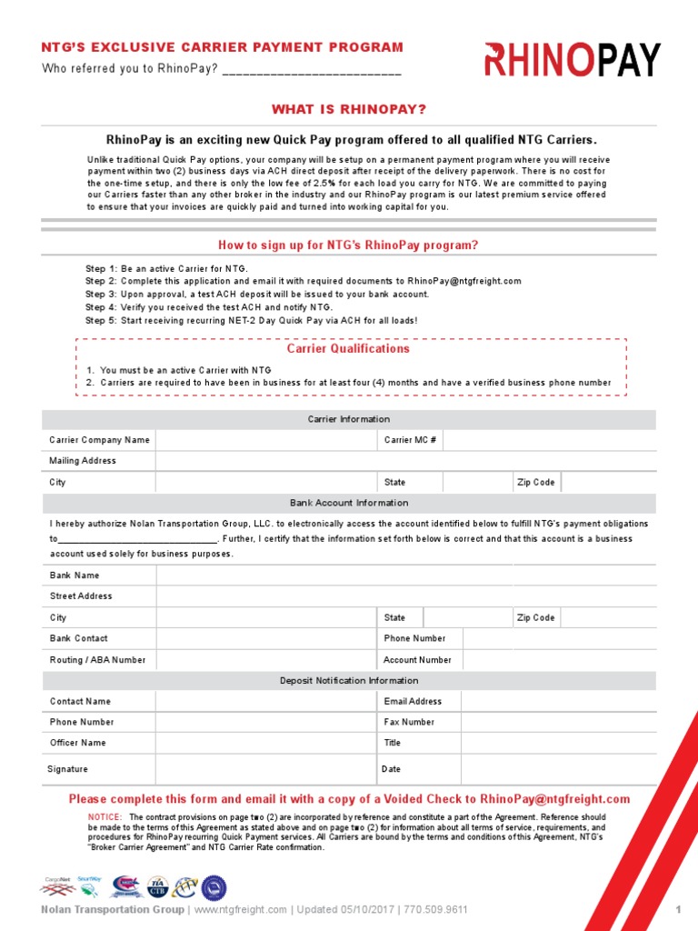 Rhinopay Is An Exciting New Quick Pay Program Offered To All Qualified ...