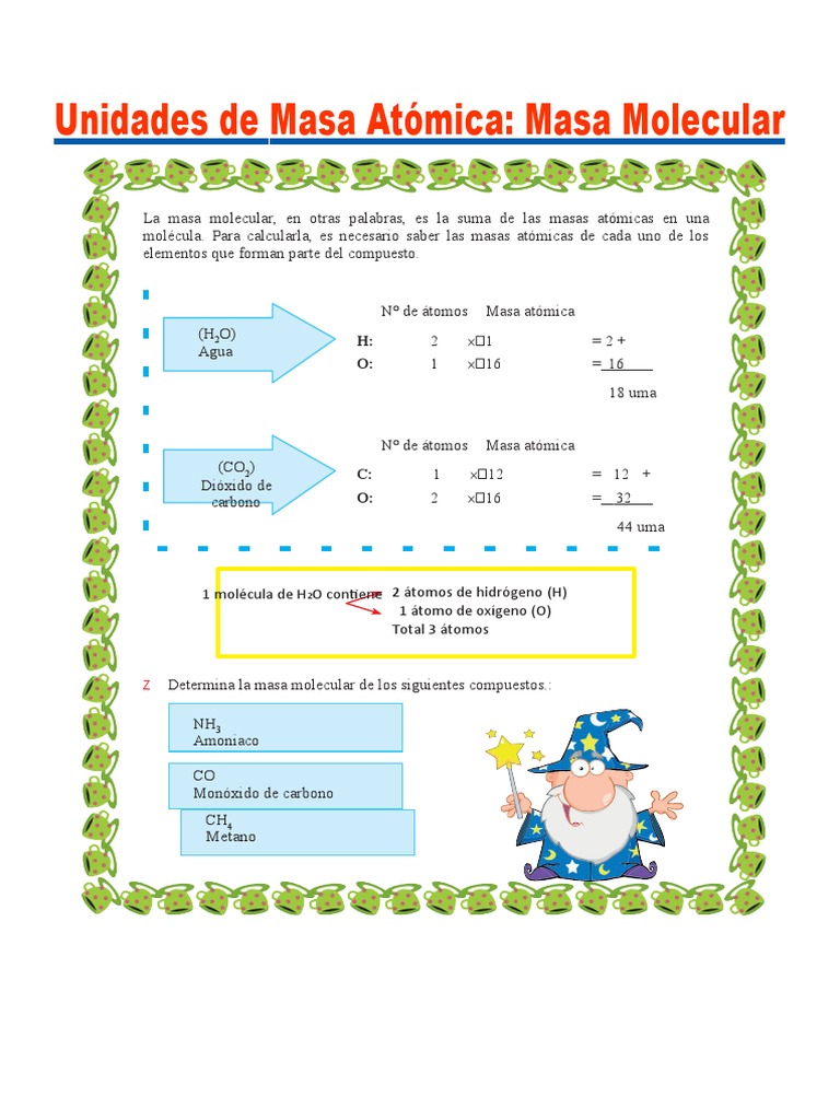 Unidades de Masa Atómica: Masa Molecular | PDF | Amoníaco | Metano