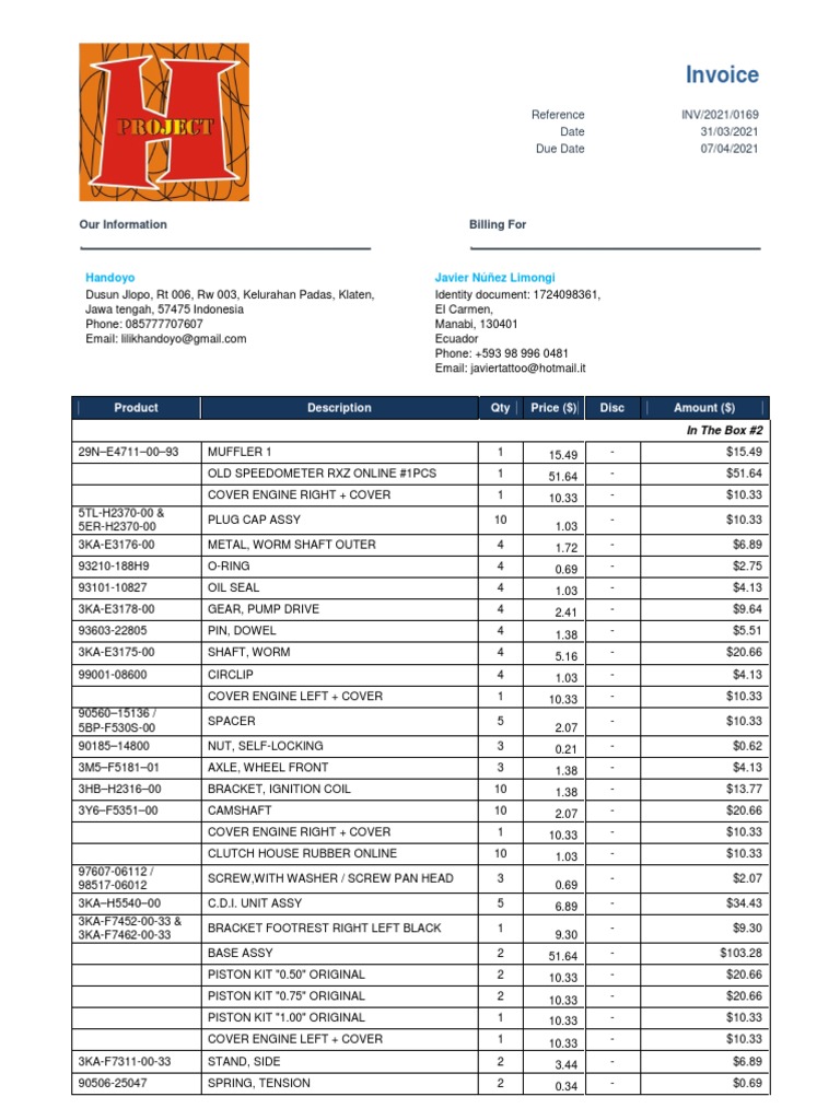 Invoice: Our Information Billing For | PDF | Axle | Motor Vehicle