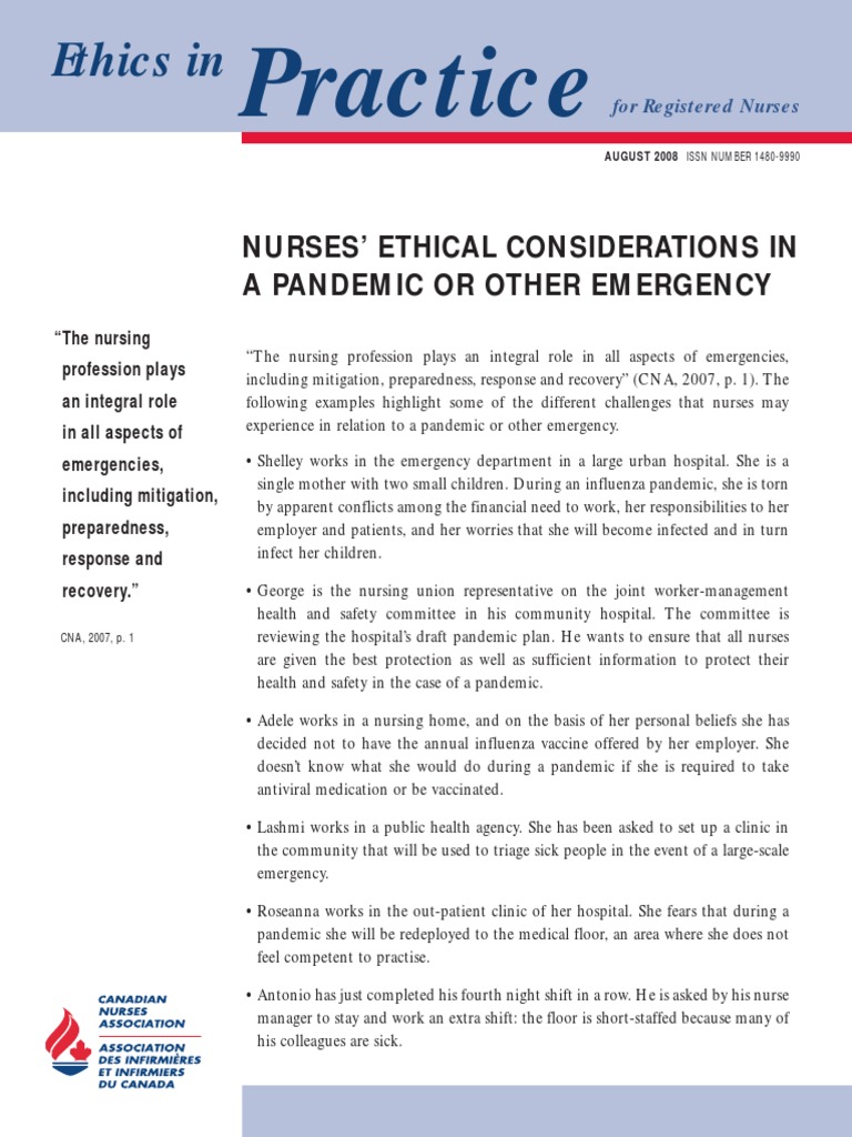 Nurses Ethical Considerations in A Pandemic or Other Emergency | PDF ...