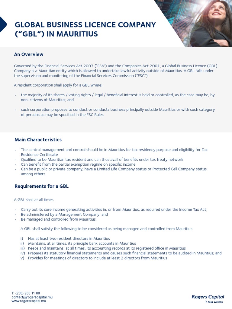Global Business Licence Company ("GBL") in Mauritius: An Overview | PDF ...