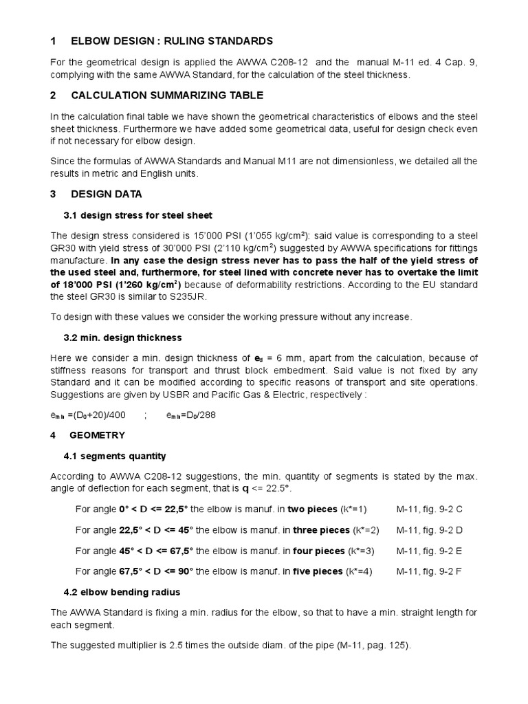 AWWA C208 Elbow en | PDF | Applied And Interdisciplinary Physics | Mechanical Engineering