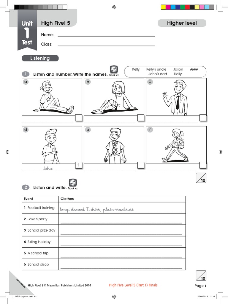 Unit Test: High Five! 5 Higher Level | PDF | Softlines (Retail) | Clothing