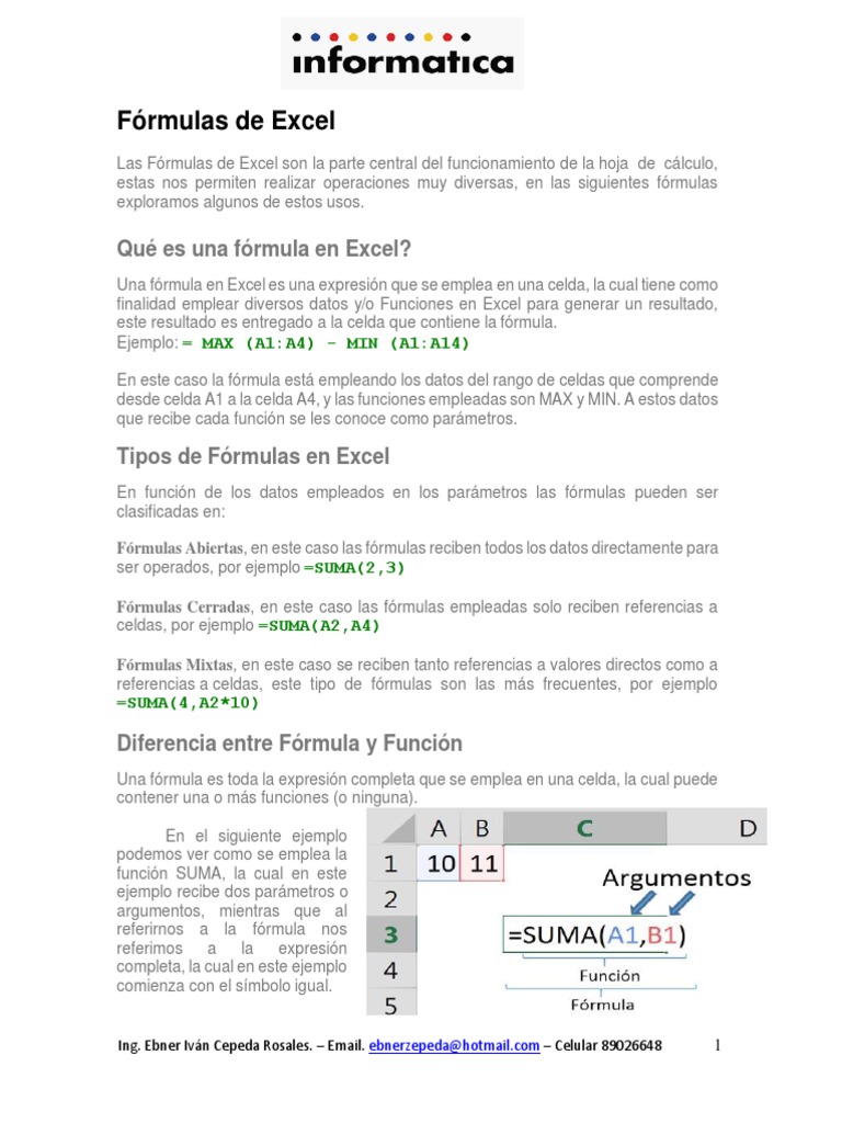 1 - Guia de Clase de Excel | PDF | Microsoft Excel | Fórmula