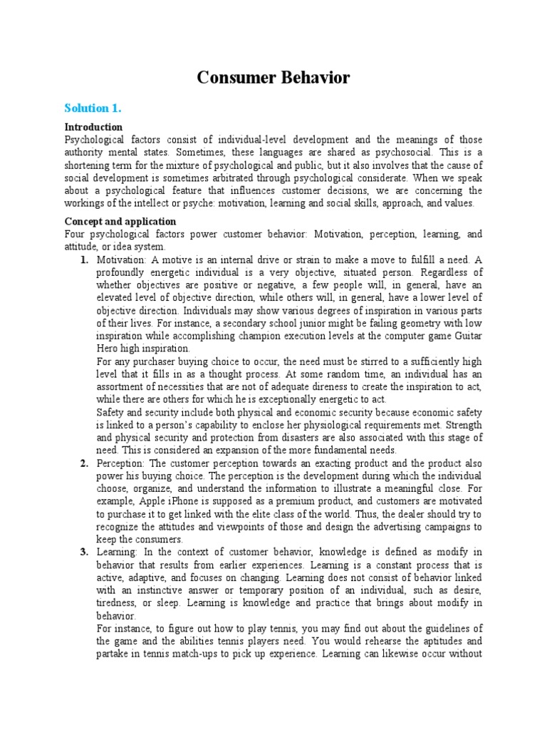 Consumer Behavior | PDF | Consumer Behaviour | Behavior