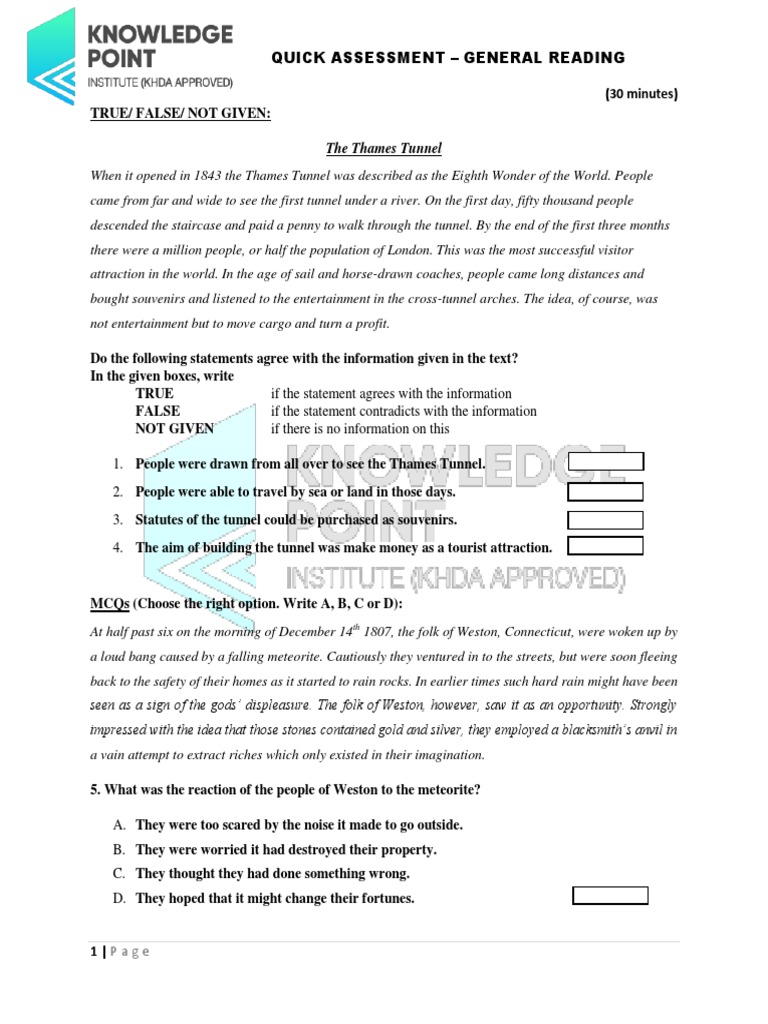 General Reading Quick Assessment Guide | PDF | Leaf