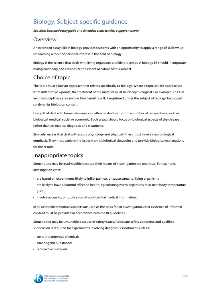 Biology EE Guide for Students | PDF | Essays | Statistics