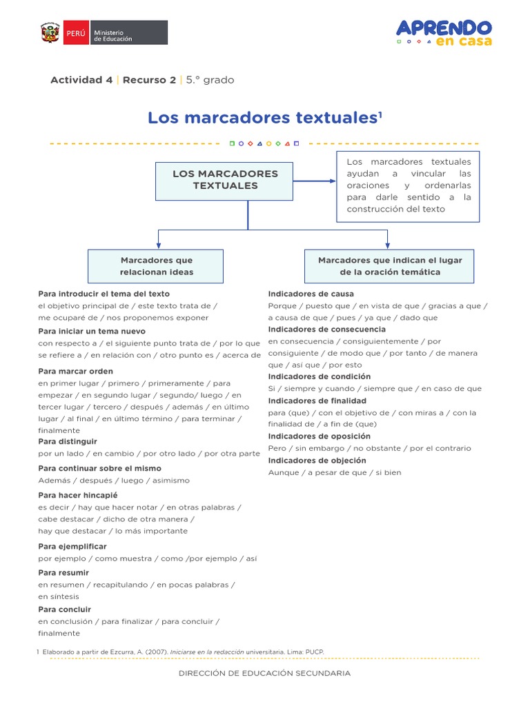 Marcadores Textuales para Escribir Un Texto | PDF