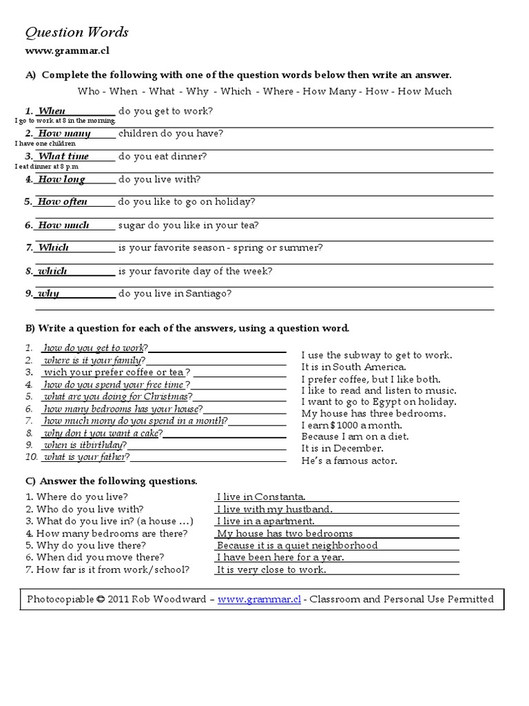 Question Words | PDF