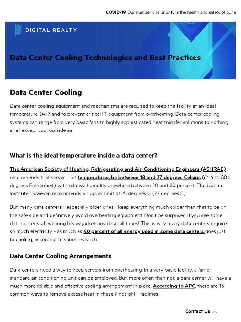 Data Center Cooling Technologies and Best Practices - Digital Realty ...