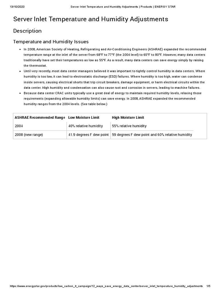 Optimize Server Inlet Temp & Humidity | PDF | Data Center | Humidity